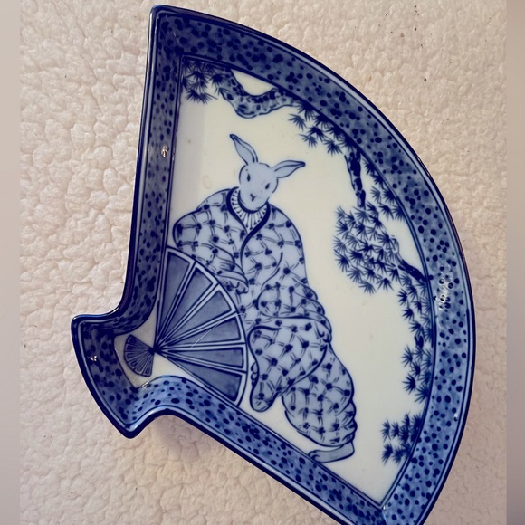 lin dynasty | Art | Vintage 982 Lin Dynasty Blue Porcelain Plate Rabbit ...